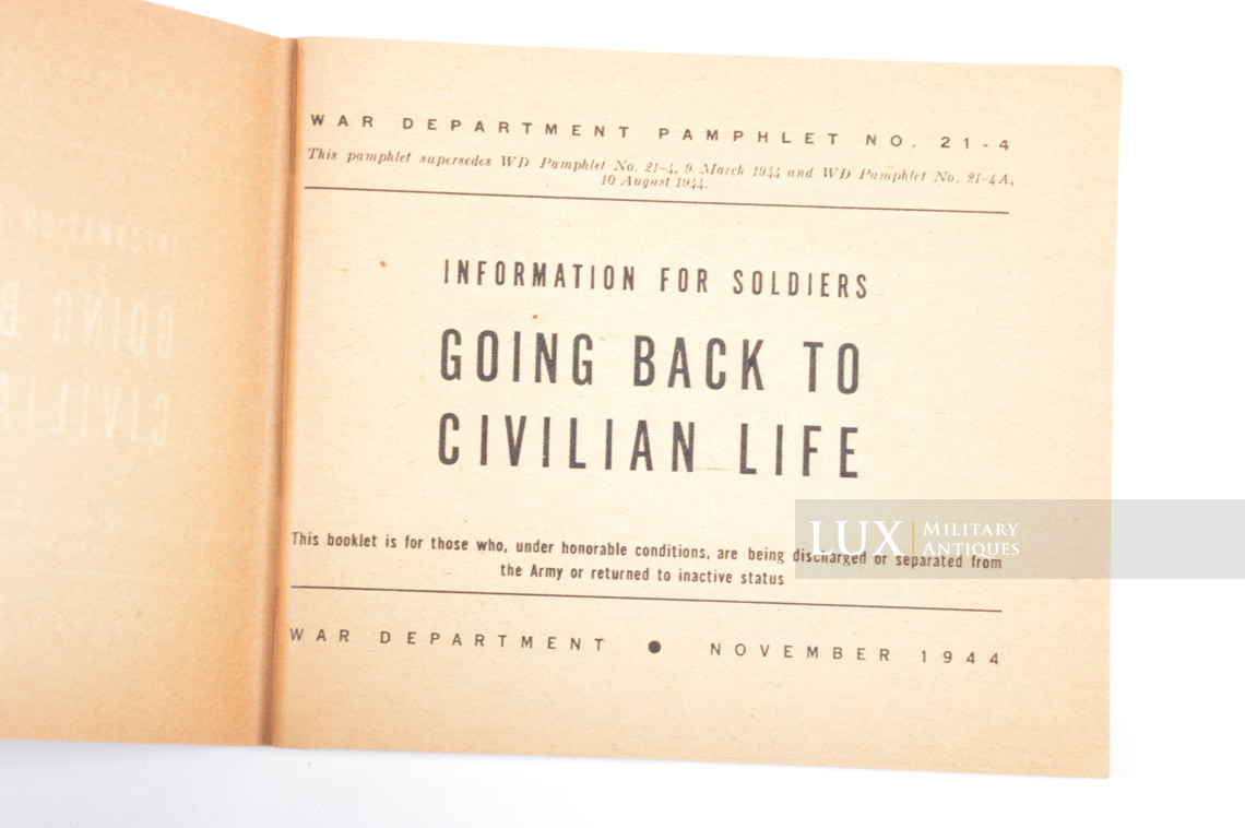 US ARMY booklet, « Going back to civilian life