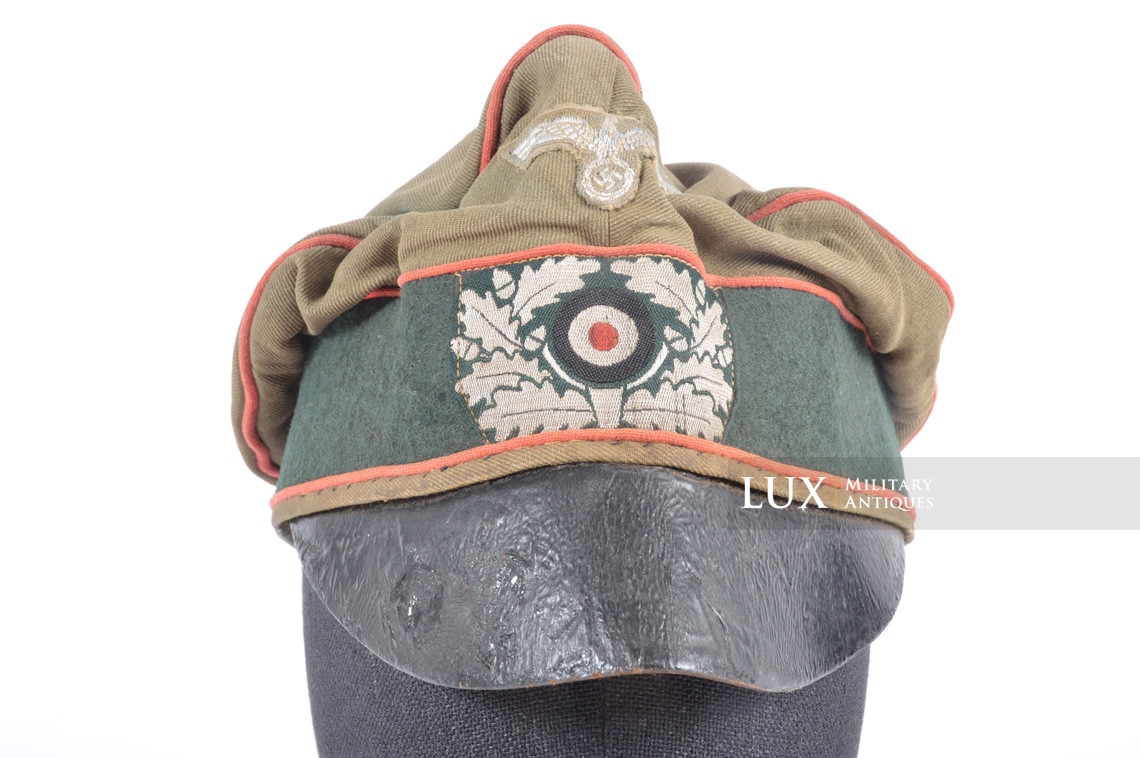 Rare German Heer Panzer crusher cap, « combat worn